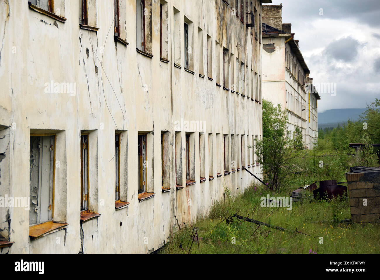 The ghost town of Kadykchan in the Kolyma region, north east Siberia ...