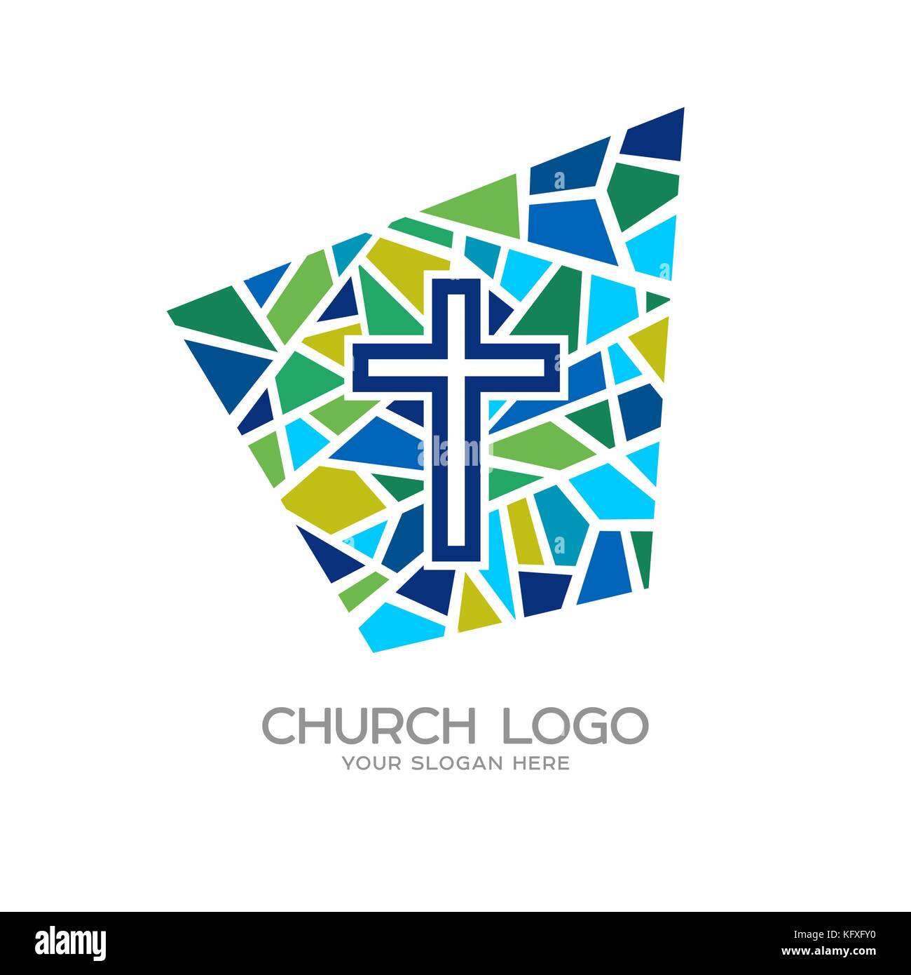 Church logo. Christian symbols. Cross of Jesus Christ and mosaic Stock ...