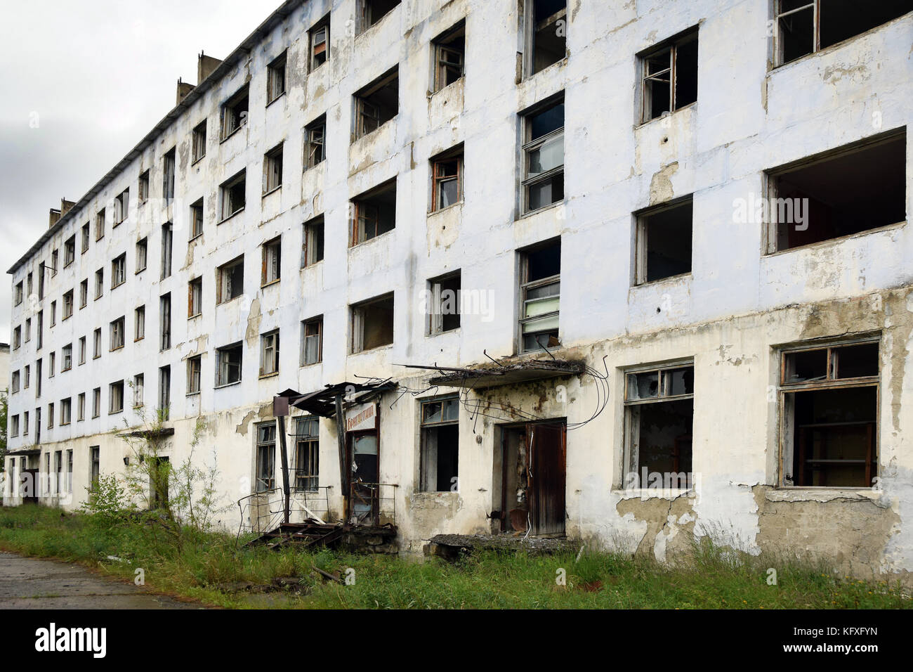 The ghost town of Kadykchan in the Kolyma region, north east Siberia ...