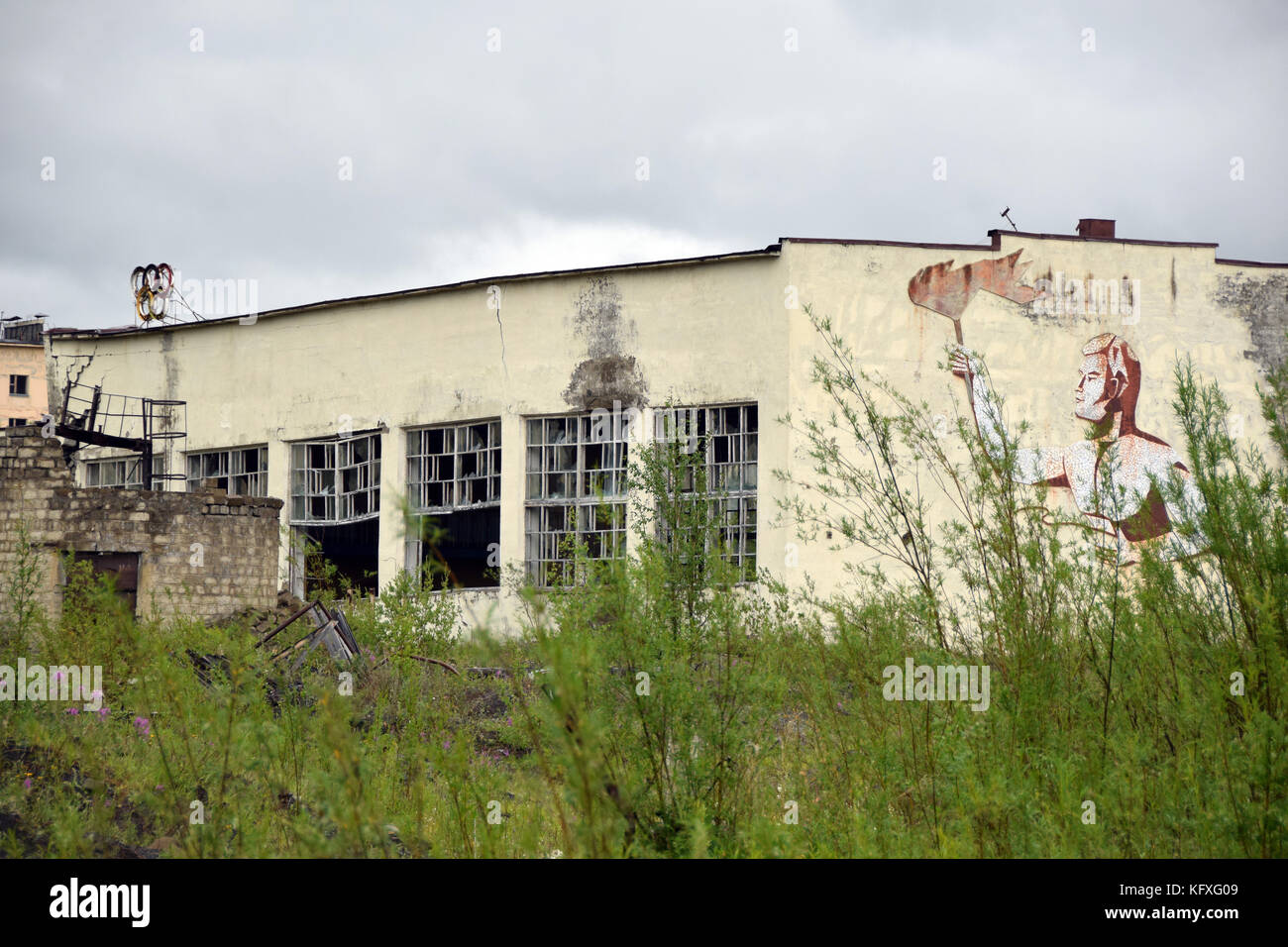 The ghost town of Kadykchan in the Kolyma region, north east Siberia ...