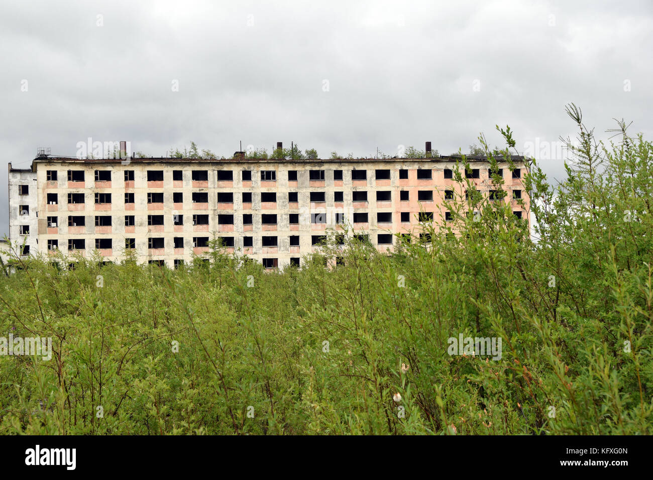 The ghost town of Kadykchan in the Kolyma region, north east Siberia ...