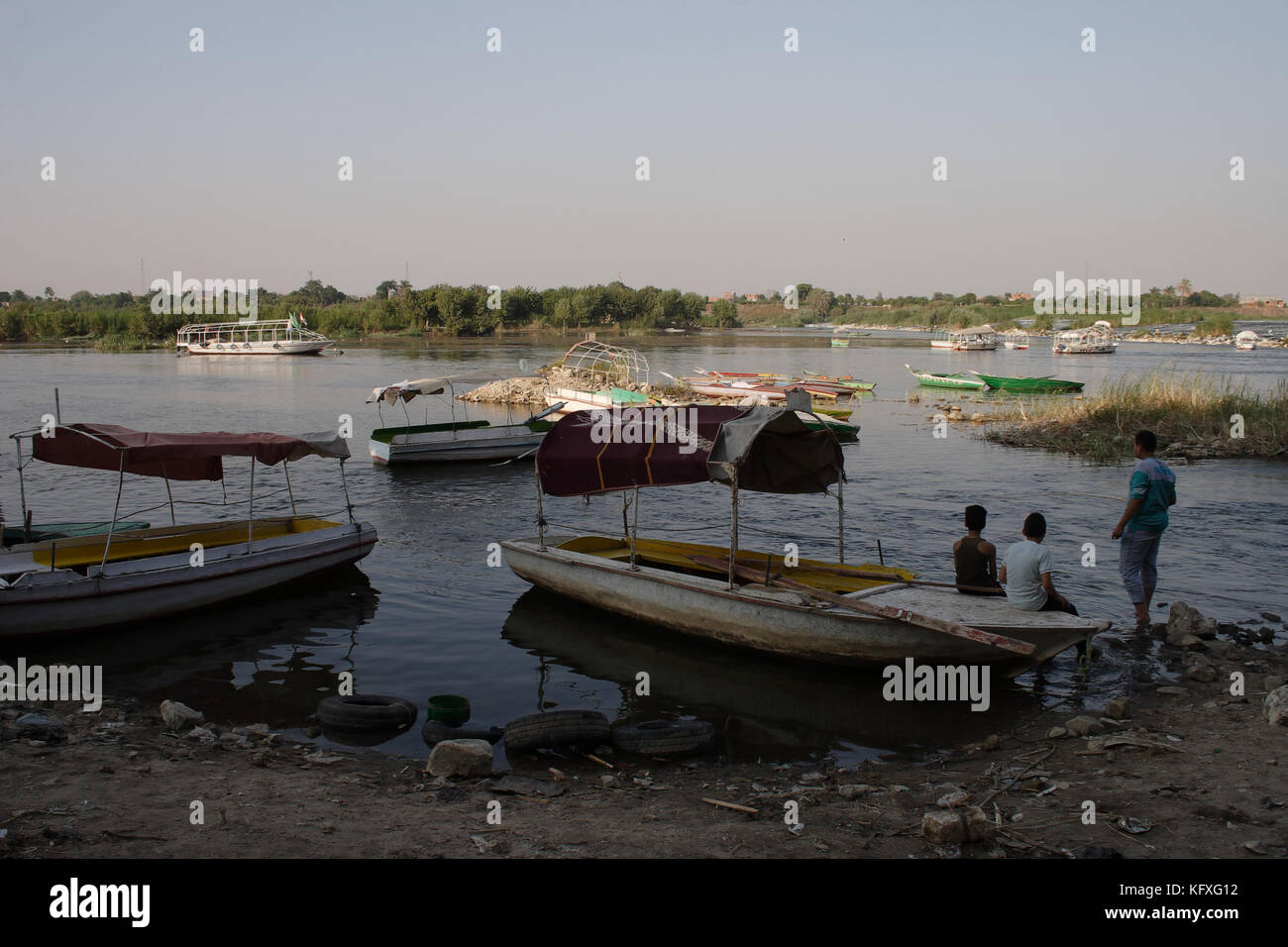 Qanater, boats and nile river Stock Photo - Alamy