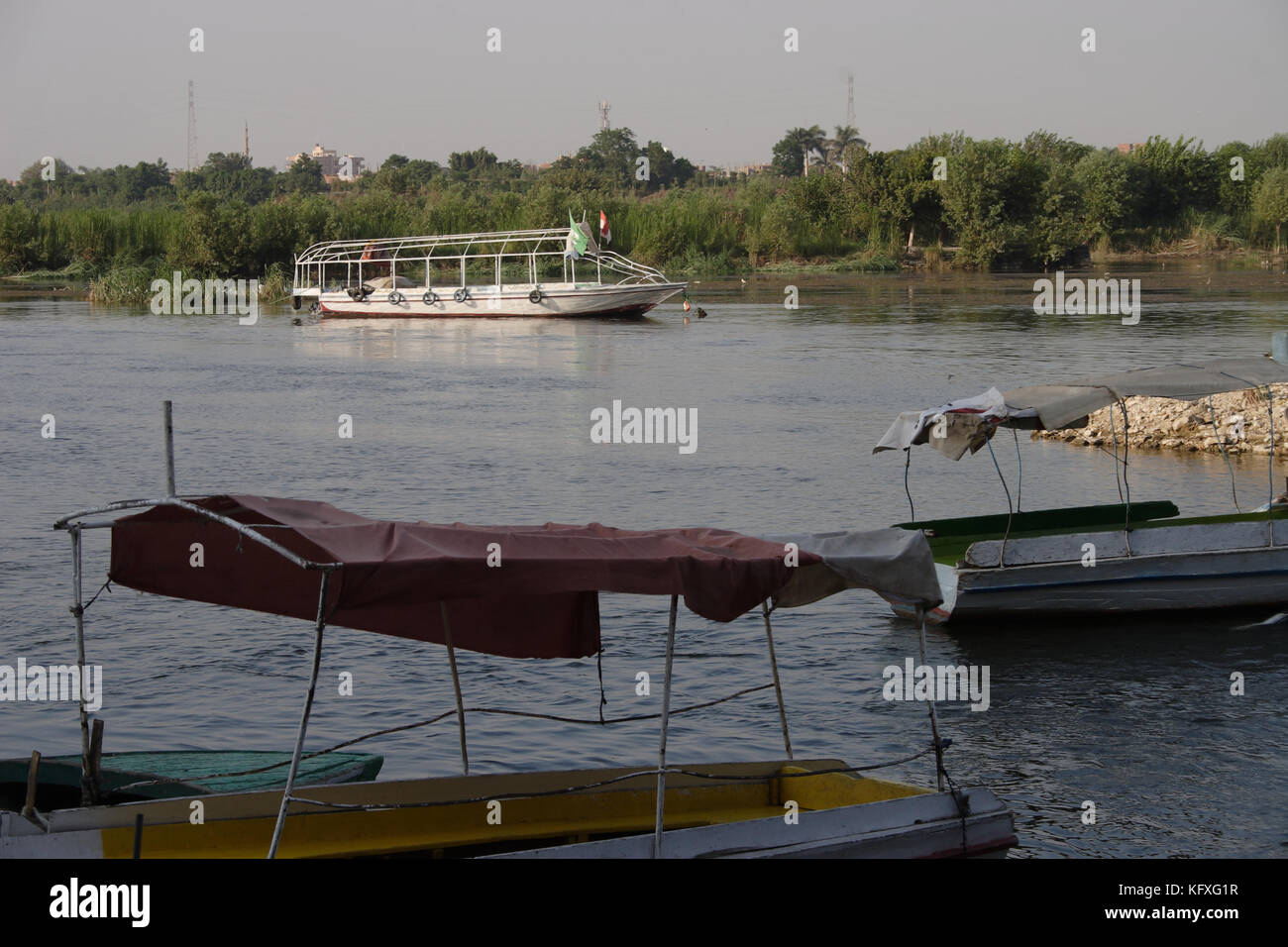 Qanater, boats and nile river Stock Photo - Alamy