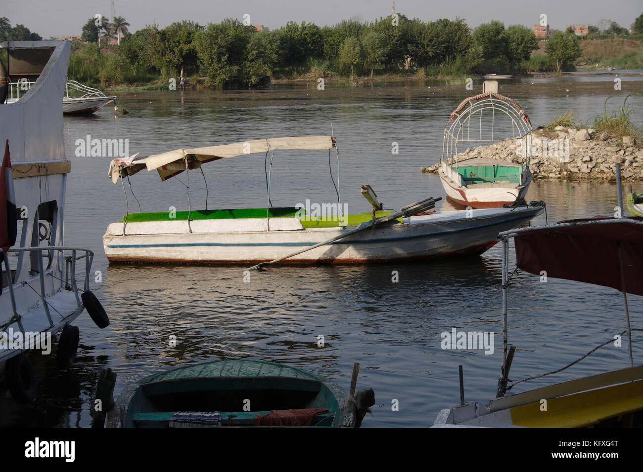 Qanater, boats and nile river Stock Photo - Alamy