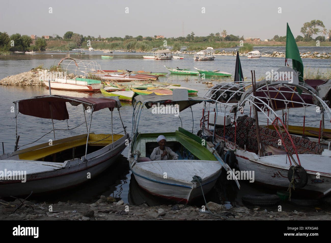 Qanater, boats and nile river Stock Photo - Alamy