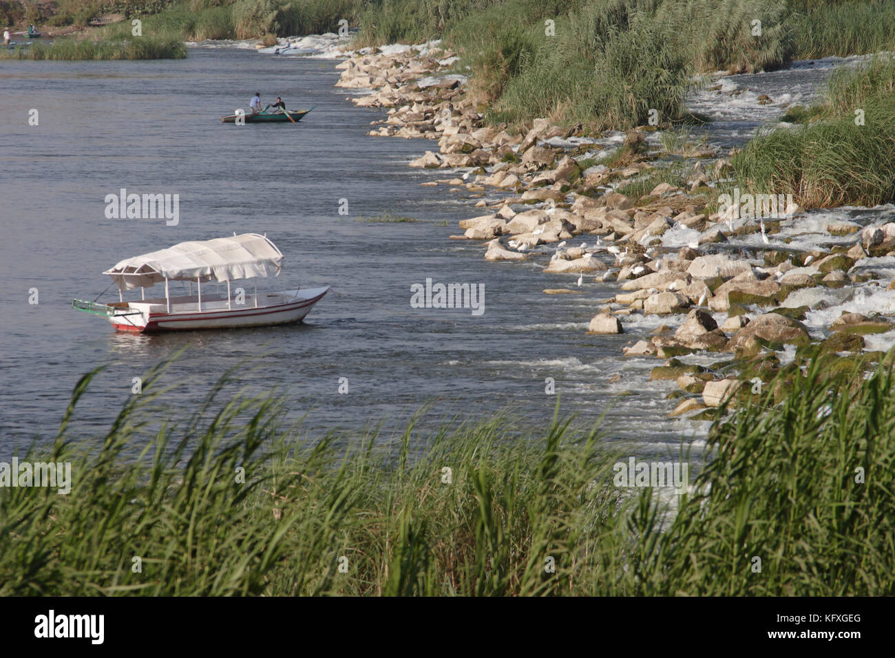 Qanater, boats and nile river Stock Photo - Alamy