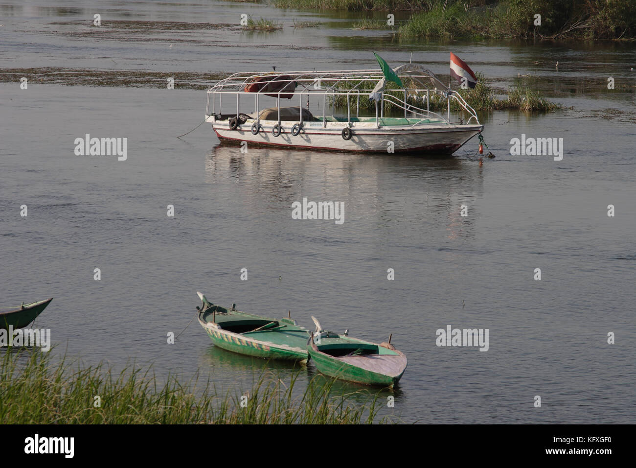 Qanater, boats and nile river Stock Photo - Alamy