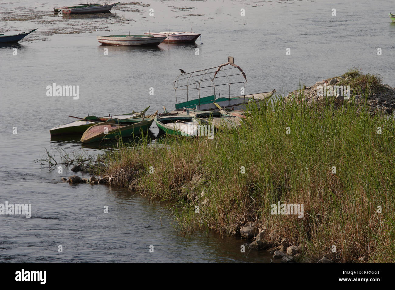 Qanater, boats and nile river Stock Photo - Alamy