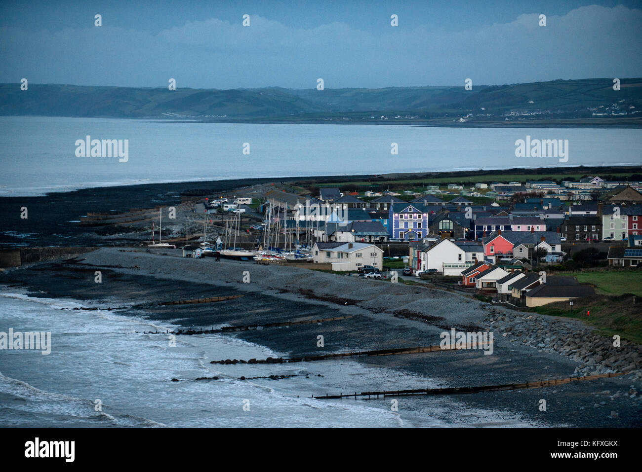 The Harbourmaster Hotel on the quayside at Aberaeron, Ceredigion, Wales ...