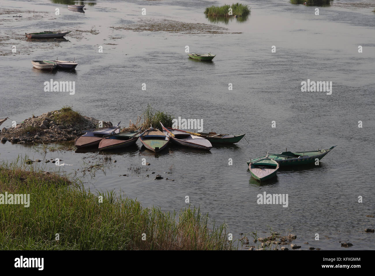 Qanater, boats and nile river Stock Photo - Alamy