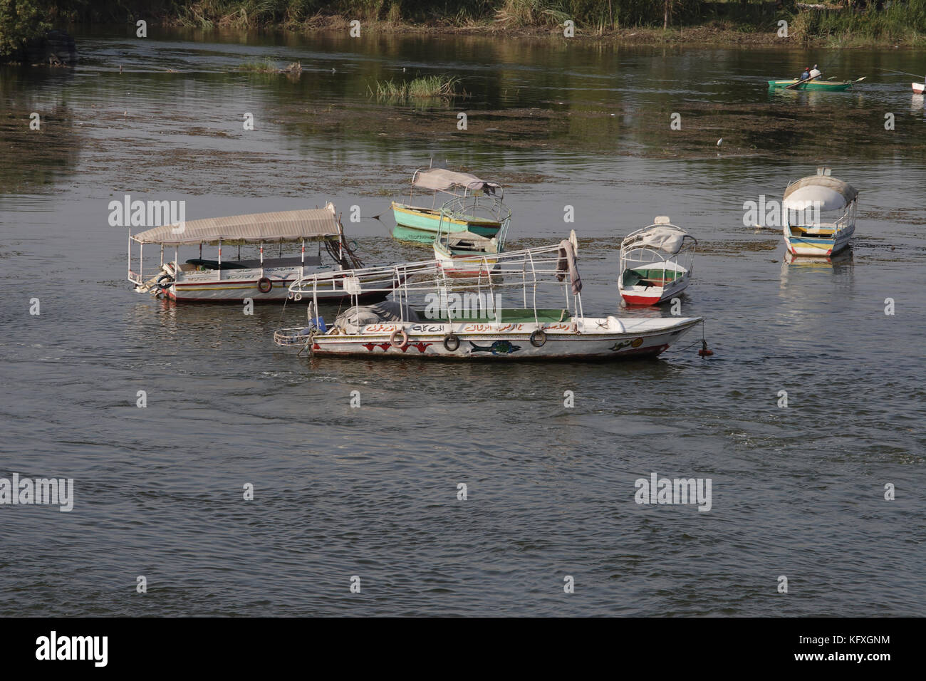 Qanater, boats and nile river Stock Photo - Alamy