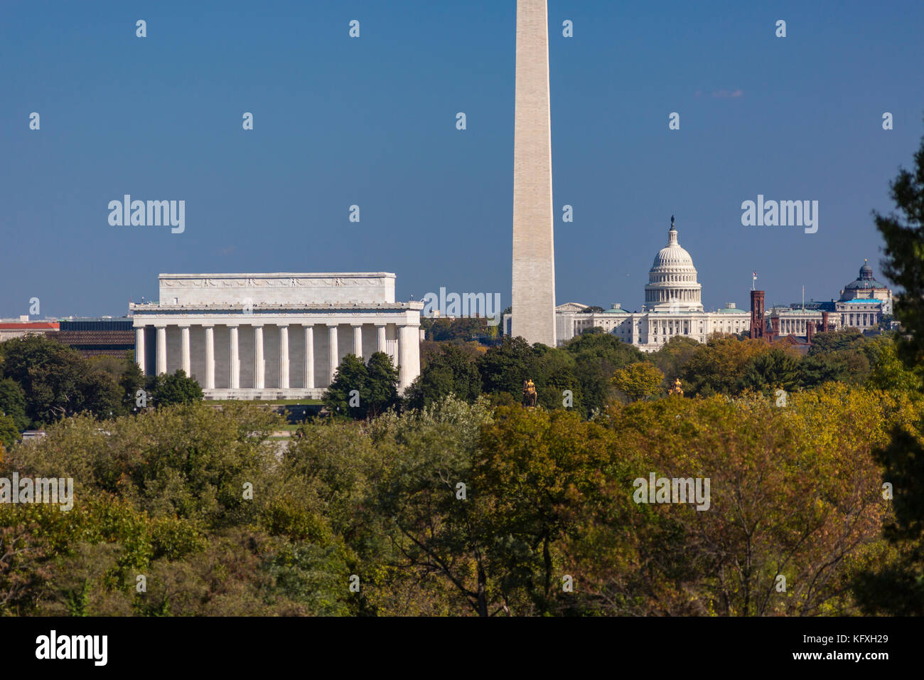 WASHINGTON, DC, USA - Lincoln Memorial, Washington Monument, U.S ...