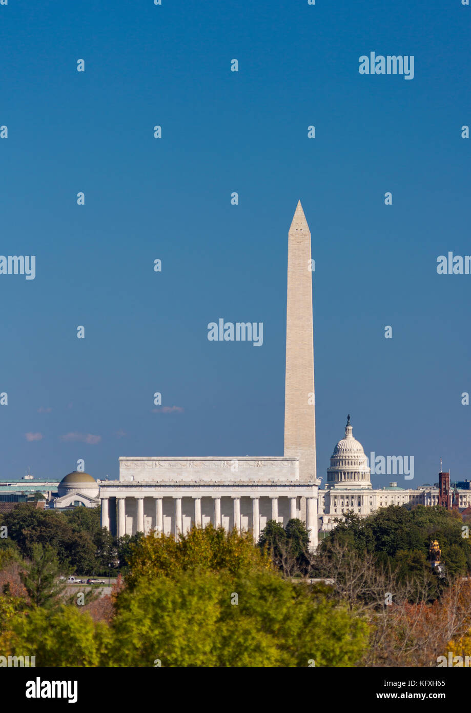 WASHINGTON, DC, USA - Lincoln Memorial, Washington Monument, U.S ...