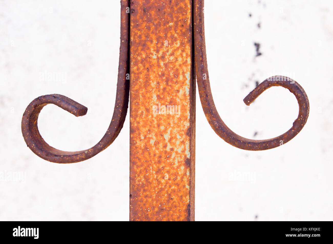 Detail of old and rusty railing isolated in white Stock Photo - Alamy