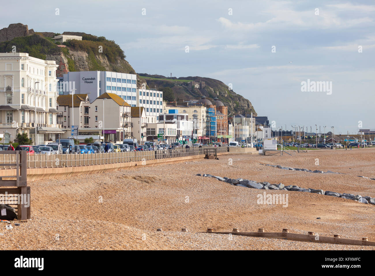 View of Hastings cliff beach and seafront. East Sussex Stock Photo - Alamy