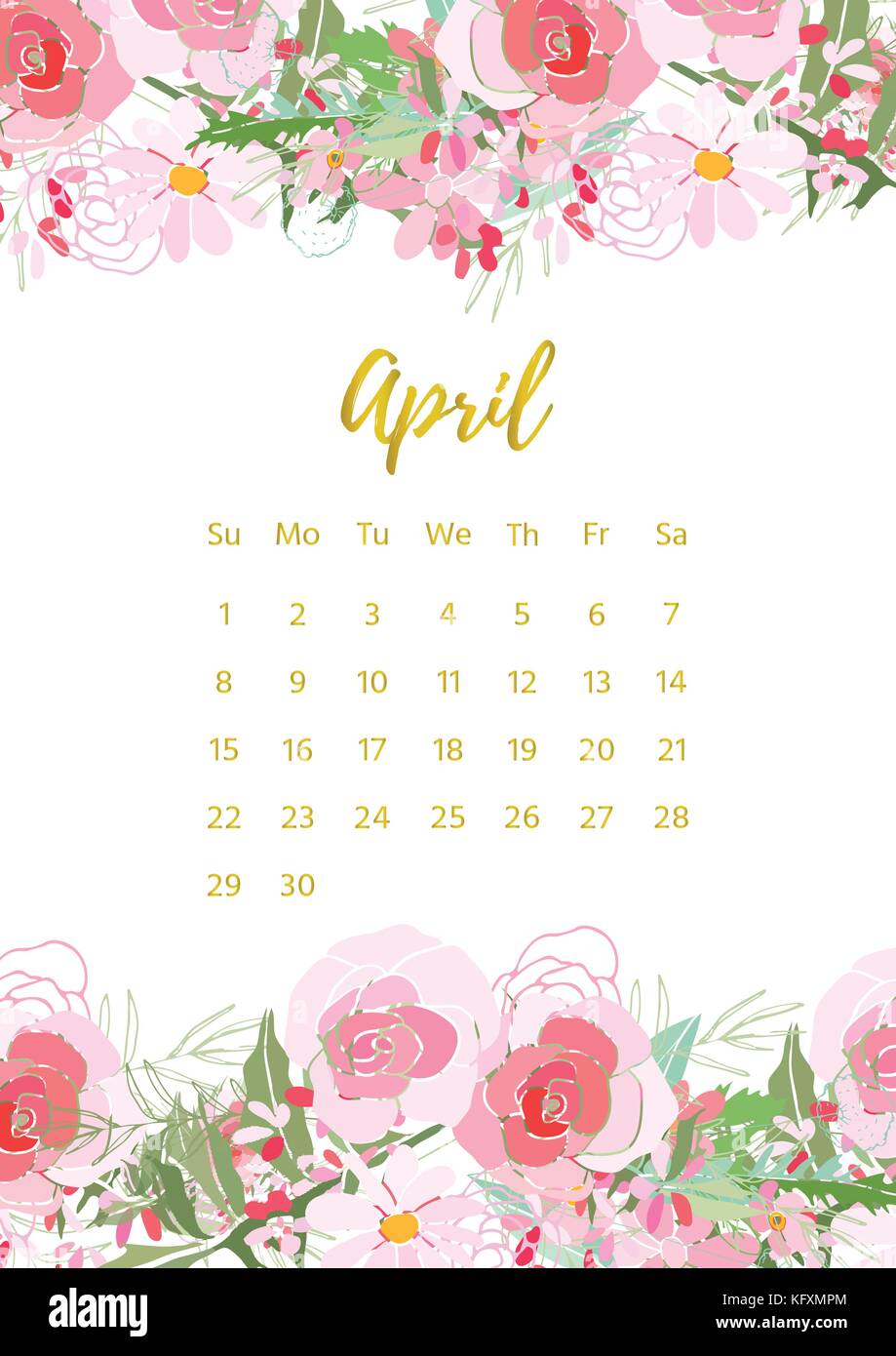 Vintage floral calendar 2018 Stock Vector Image & Art - Alamy