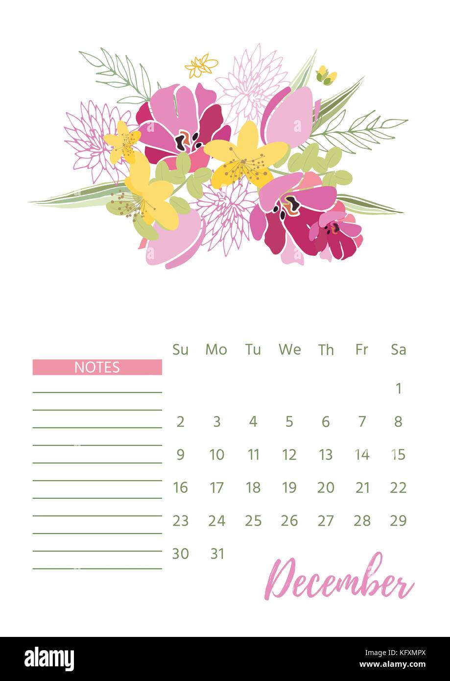 Vintage floral calendar 2018 Stock Vector Image & Art - Alamy