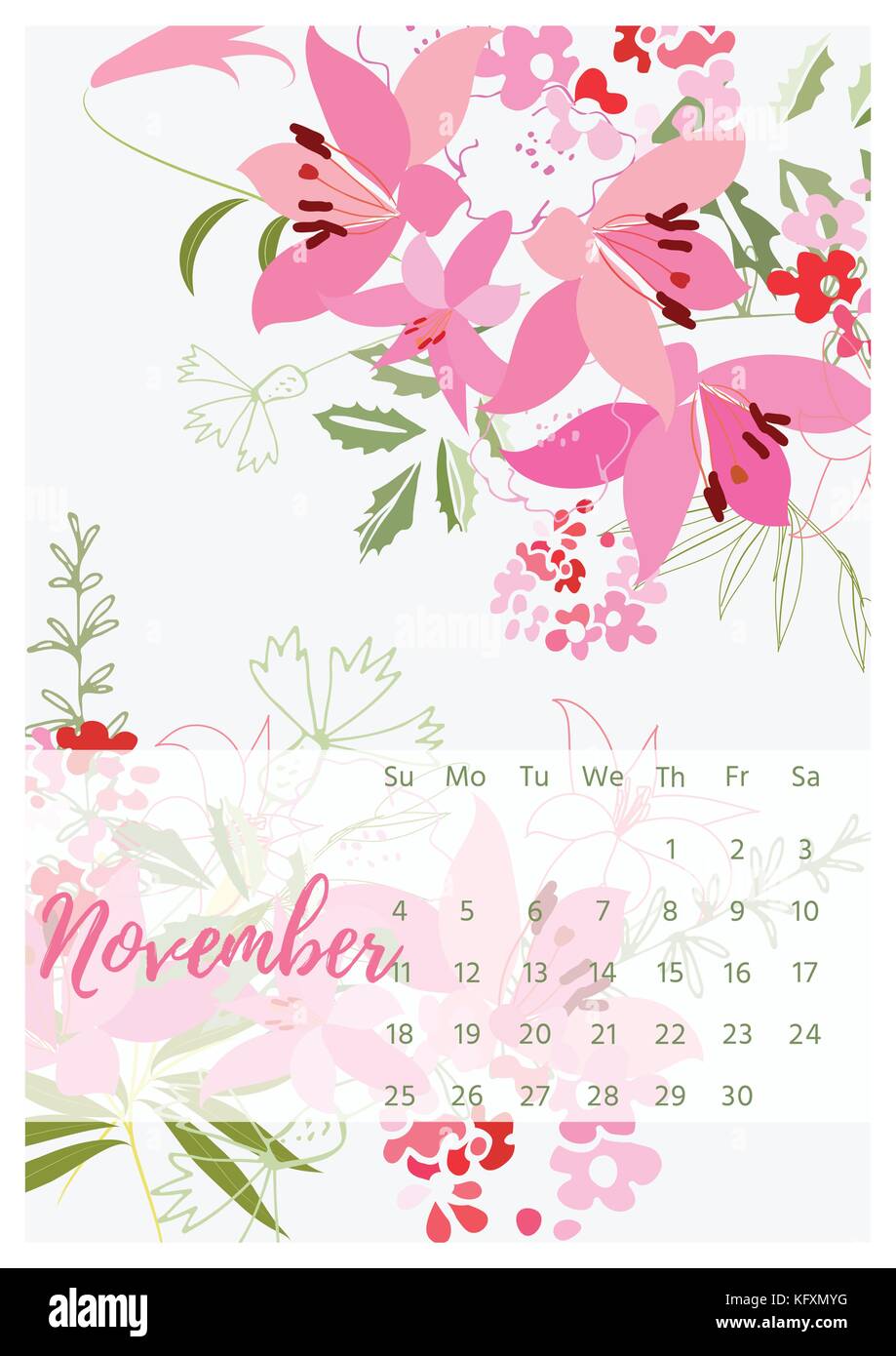Vintage floral calendar 2018 Stock Vector Image & Art - Alamy
