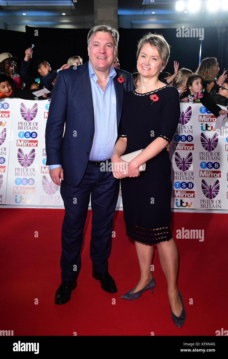 Ed Balls and wife Yvette Cooper attending The Pride of Britain Awards ...