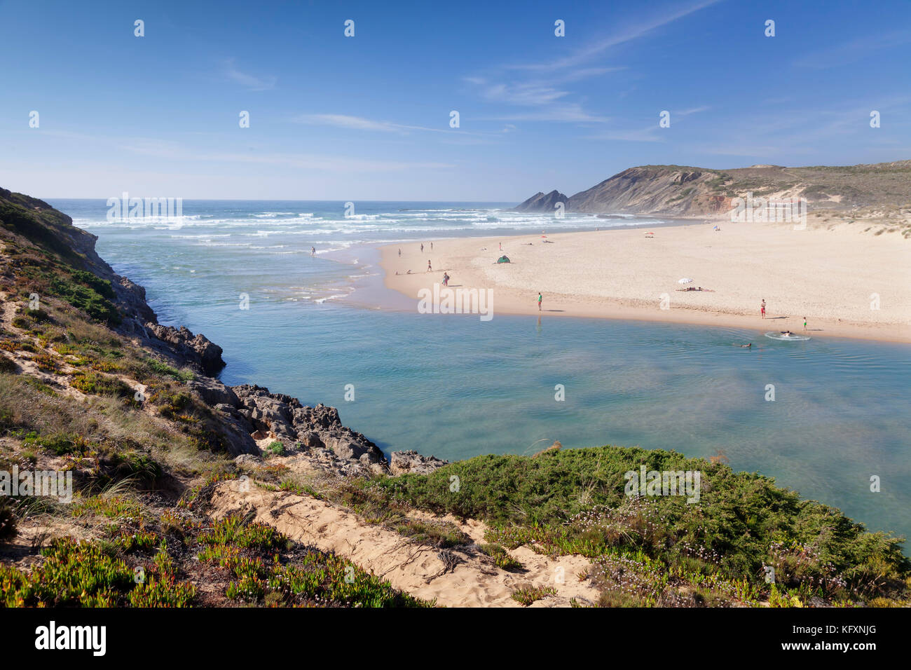 Praia da Amoreira Beach, Aljezur, Costa Vicentina, West Coast, Algarve ...
