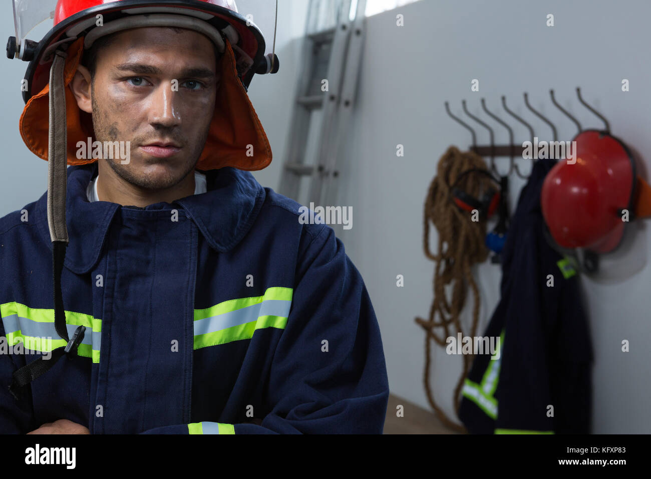 Tired fireman hi-res stock photography and images - Alamy