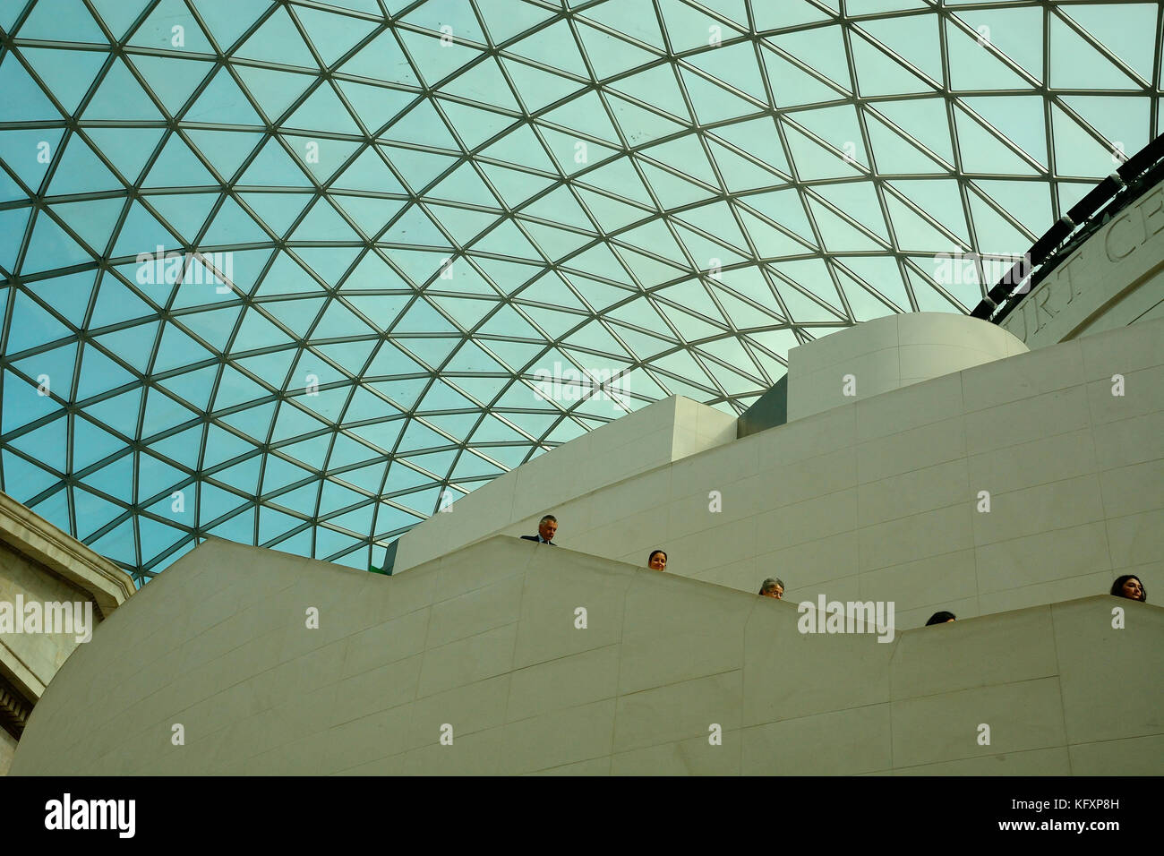 Stairway and glass roof on Great Court, inner courtyard in British ...