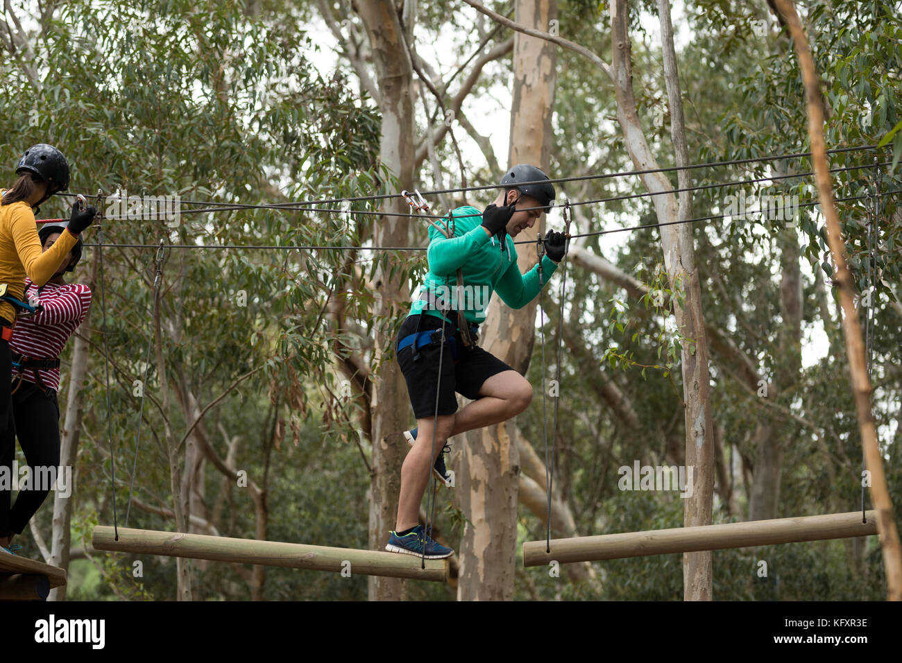 Adult man on zip line hi-res stock photography and images - Alamy