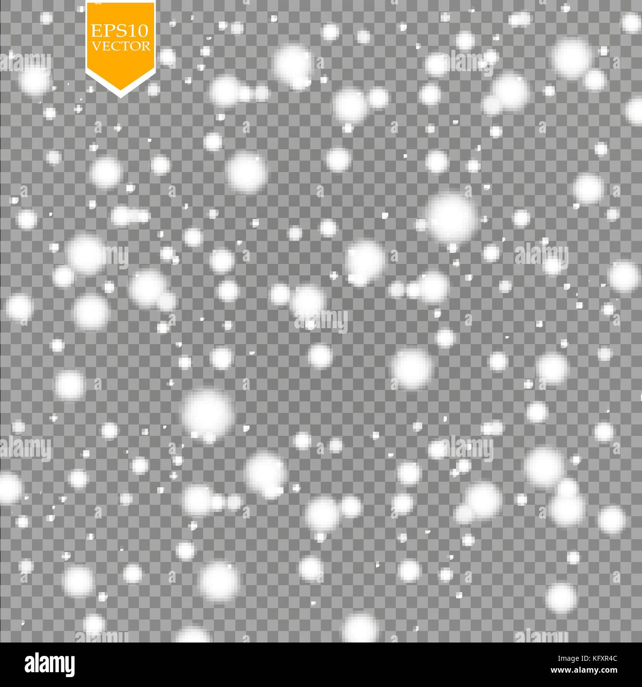 Vector falling snow effect isolated on transparent background with blurred bokeh. EPS 10 Stock ...