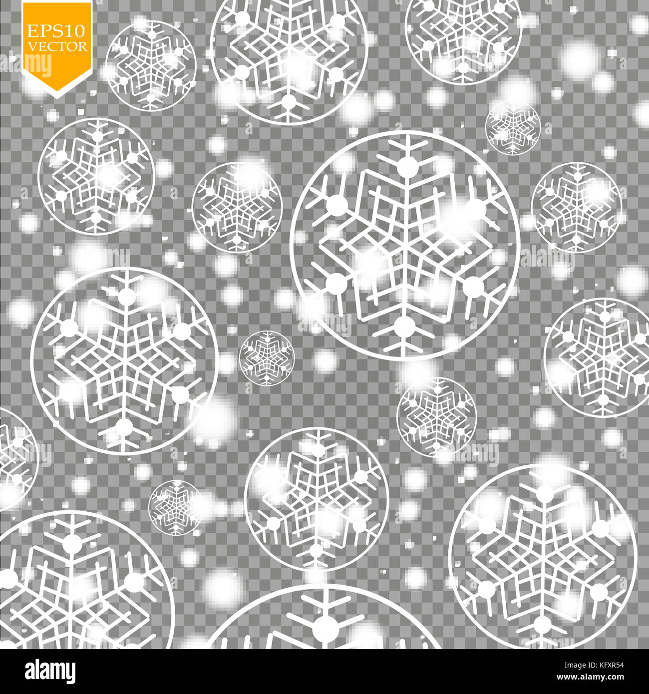 Vector falling snow effect isolated on transparent background with ...