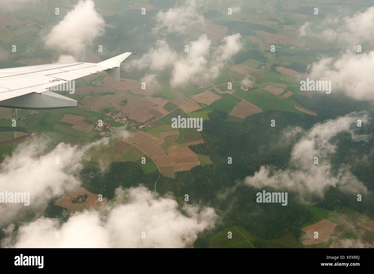 Wing of an in-flight plane Airbus during at flight Stock Photo - Alamy