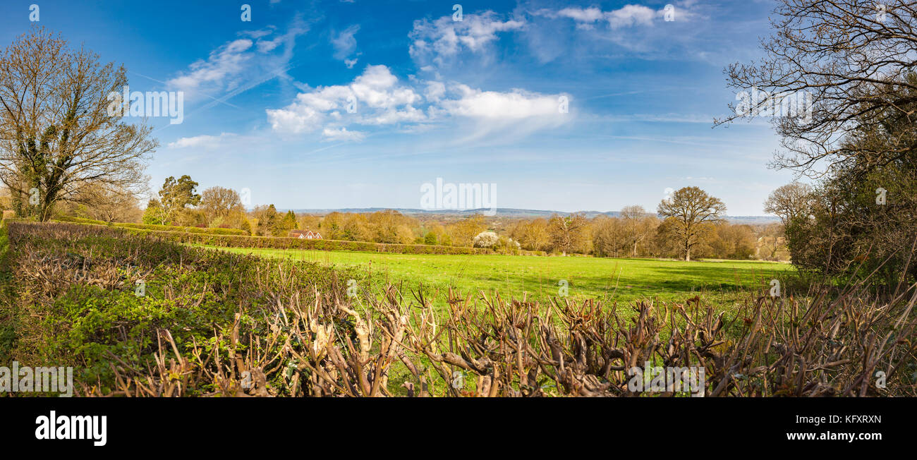Panorama across the River Eden Valley near Chiddingstone, Kent, with ...