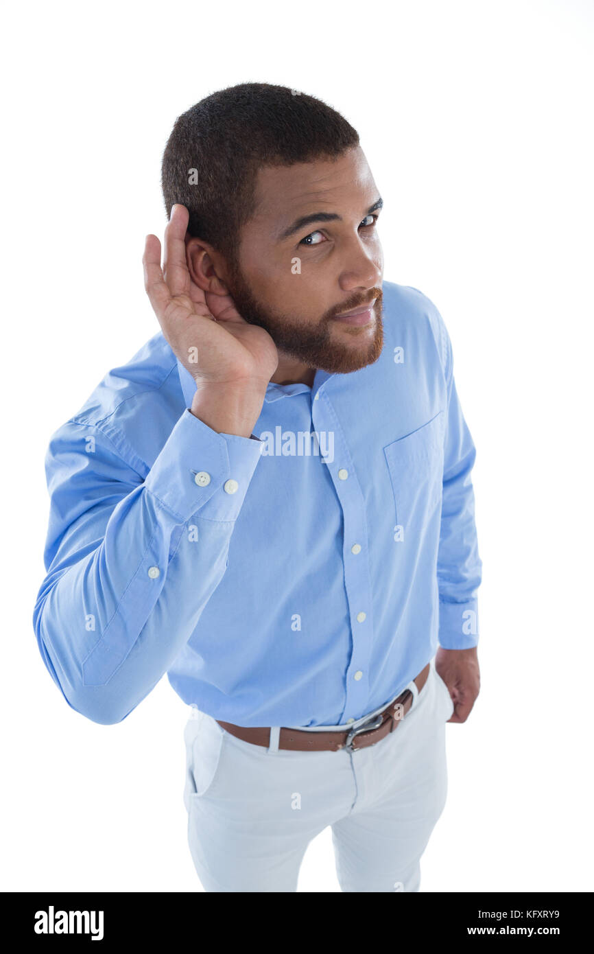 Hands Behind Ears High Resolution Stock Photography and Images - Alamy