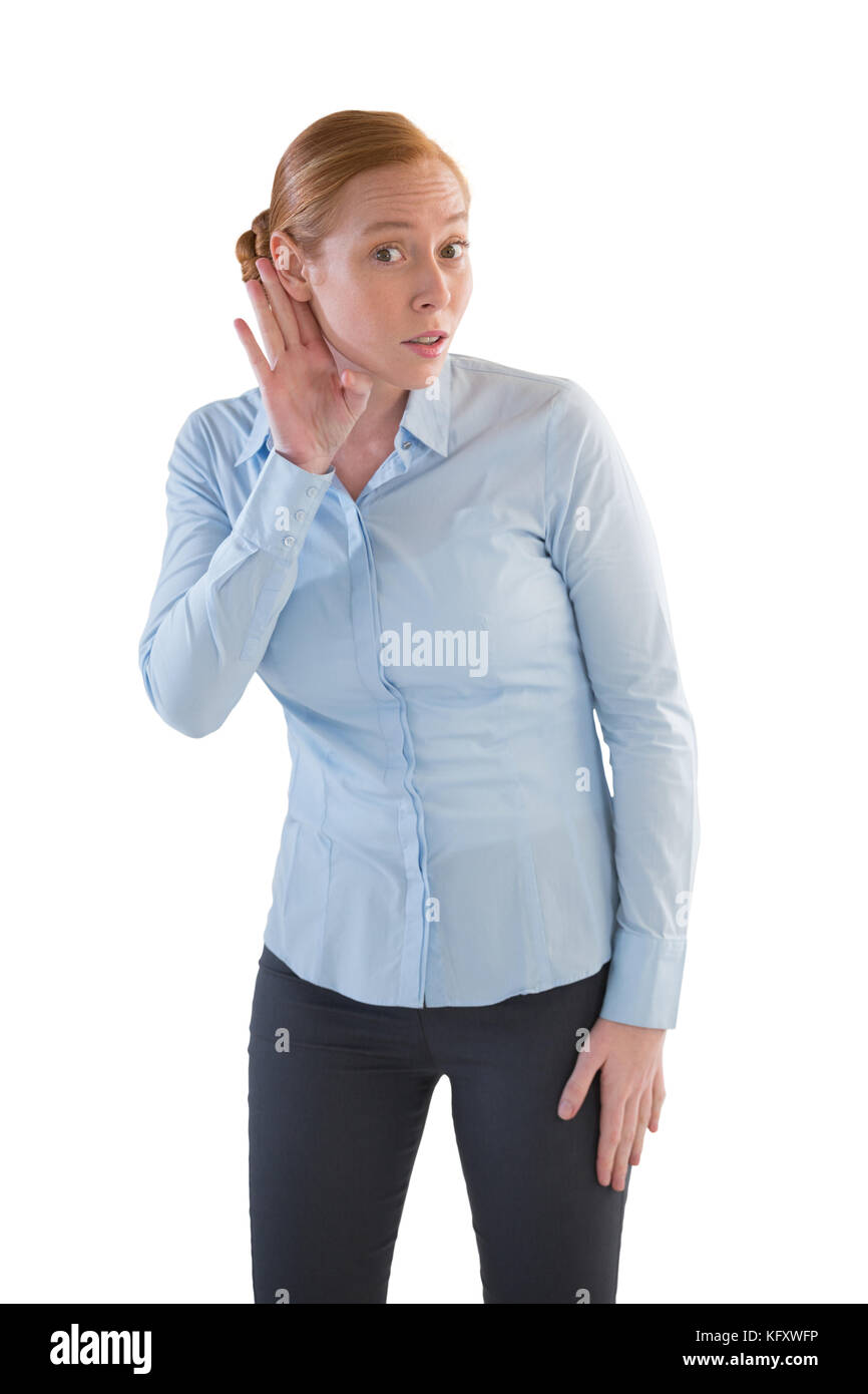 Hands behind ears Cut Out Stock Images & Pictures - Alamy