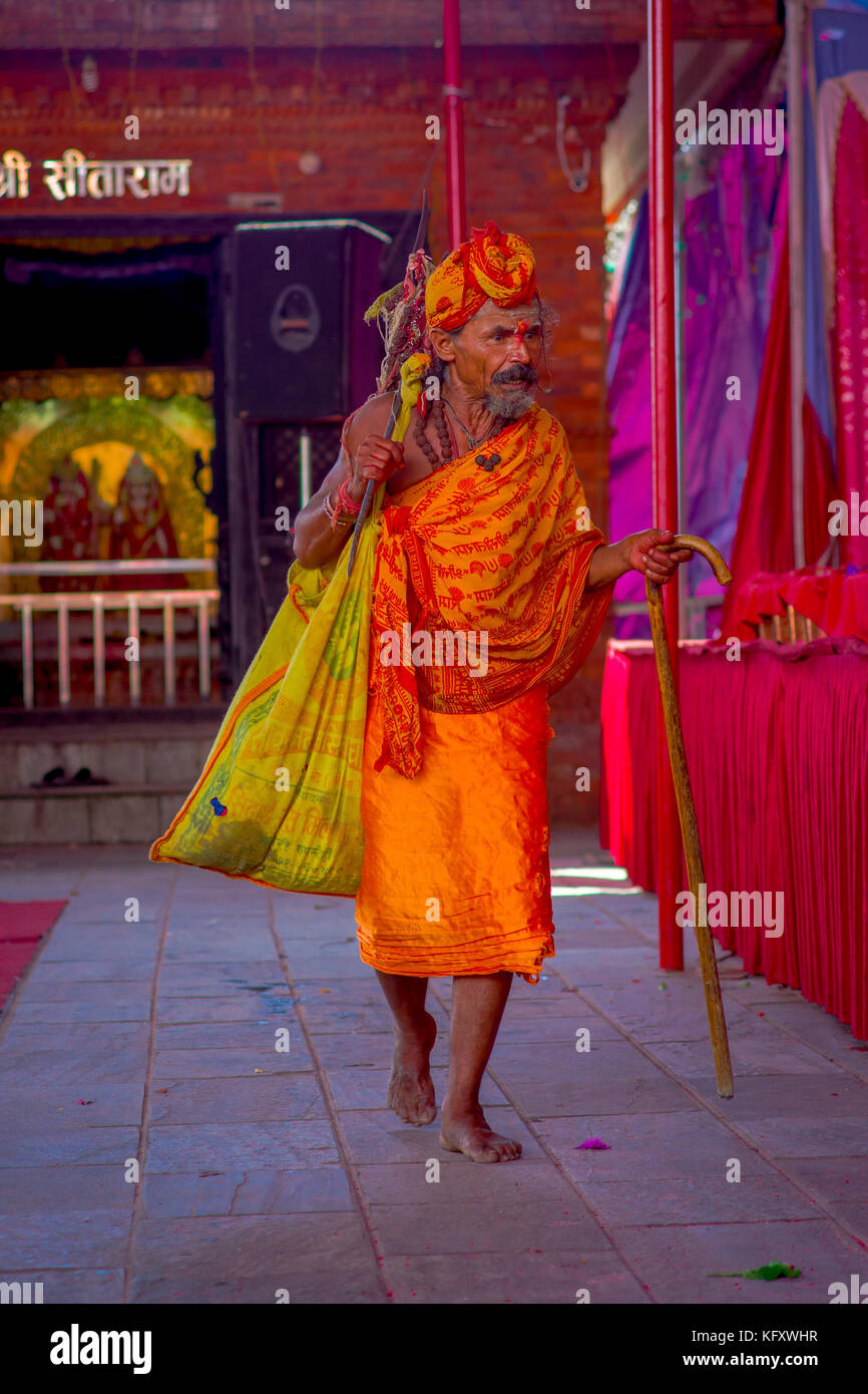 KATHMANDU, NEPAL - SEPTEMBER 04, 2017: Unidentified man inside of ...