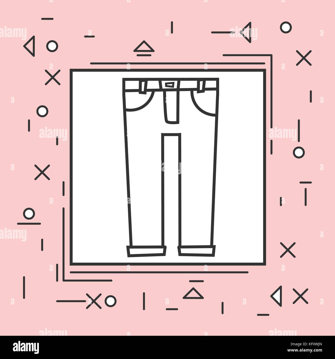 Jeans Icon Thin Line In Pink Frame Stock Vector Image & Art - Alamy