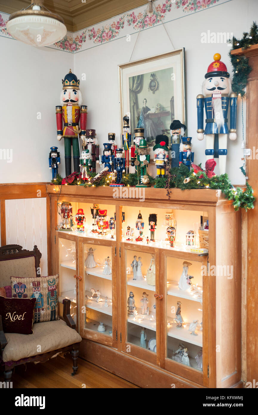 Christmas Nutcrackers in a display case Stock Photo - Alamy