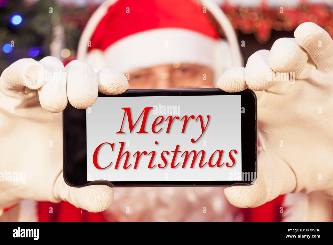 santa claus take a selfie with smart phone Stock Photo - Alamy