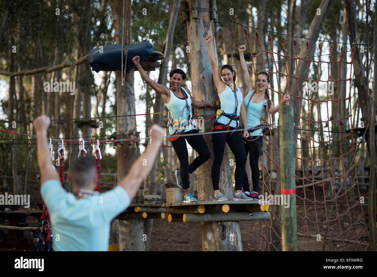 Happy friends having fun in park Stock Photo - Alamy