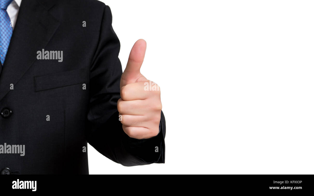Businessman showing thumbs up - closeup shot Stock Photo - Alamy