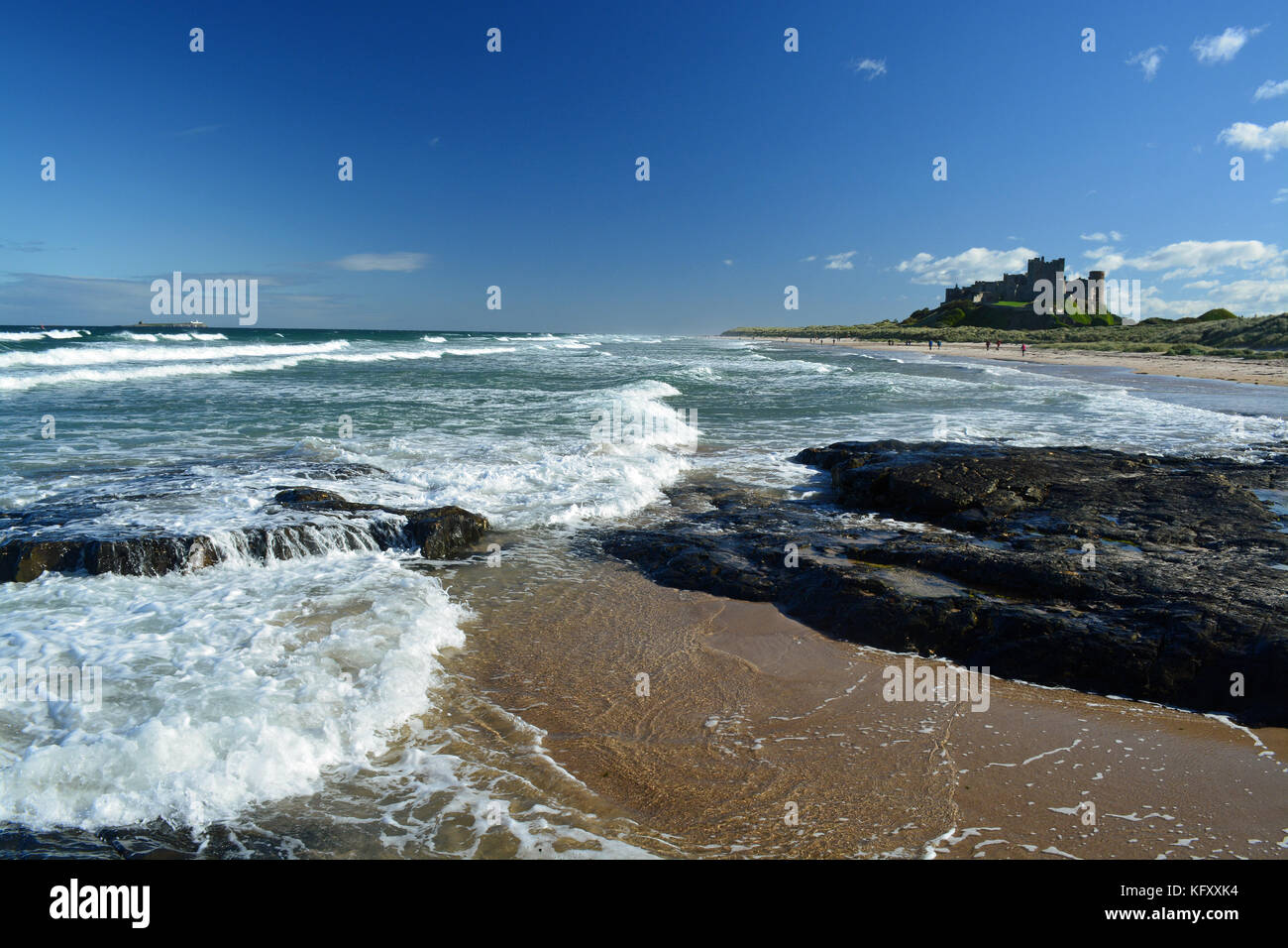 Bamburgh Castle and Northumberland Coast Stock Photo - Alamy