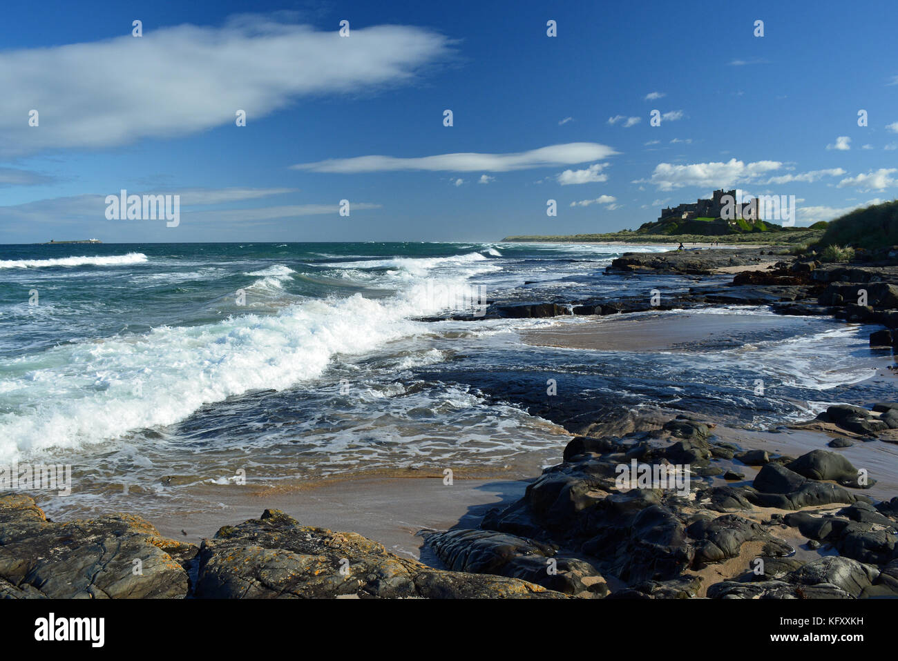 Bamburgh Castle and Northumberland Coast Stock Photo - Alamy