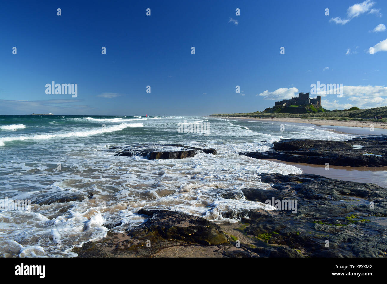Bamburgh Castle and Northumberland Coast Stock Photo - Alamy