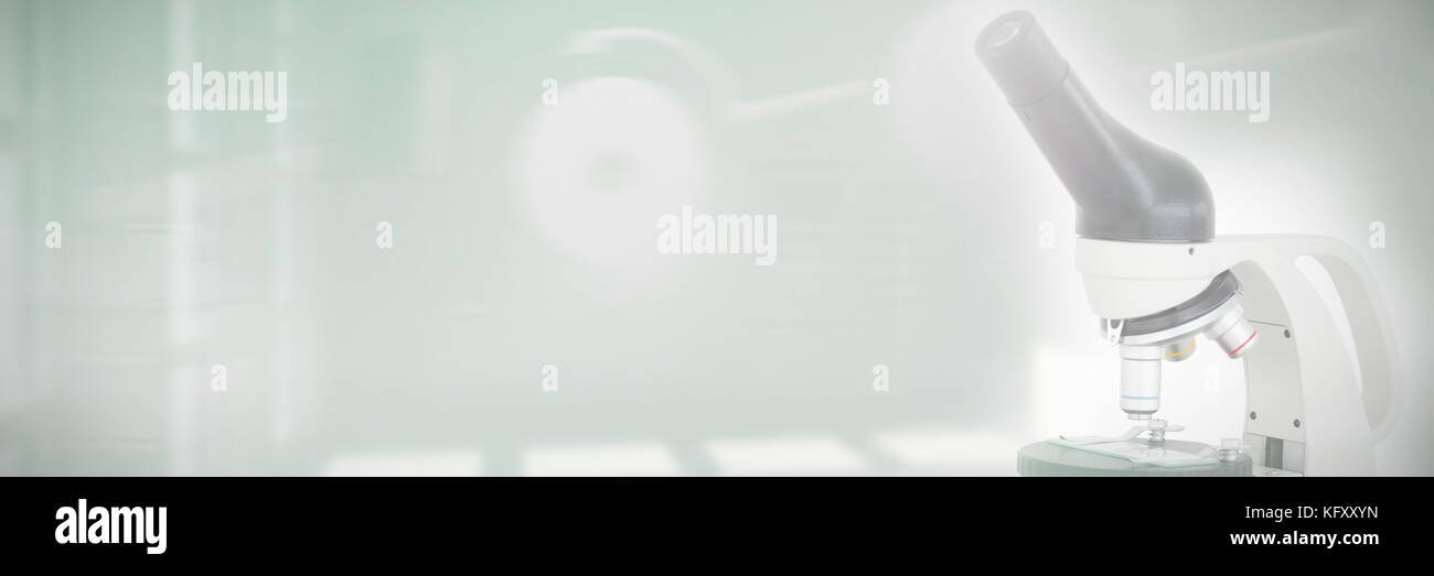 Microscope against white room with windows Stock Photo - Alamy