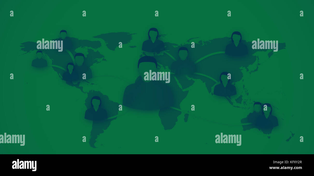 View of communication network between people from various continents ...