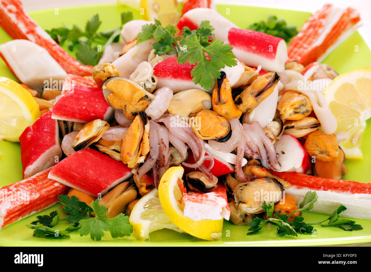 healthy sea food on plate Stock Photo - Alamy