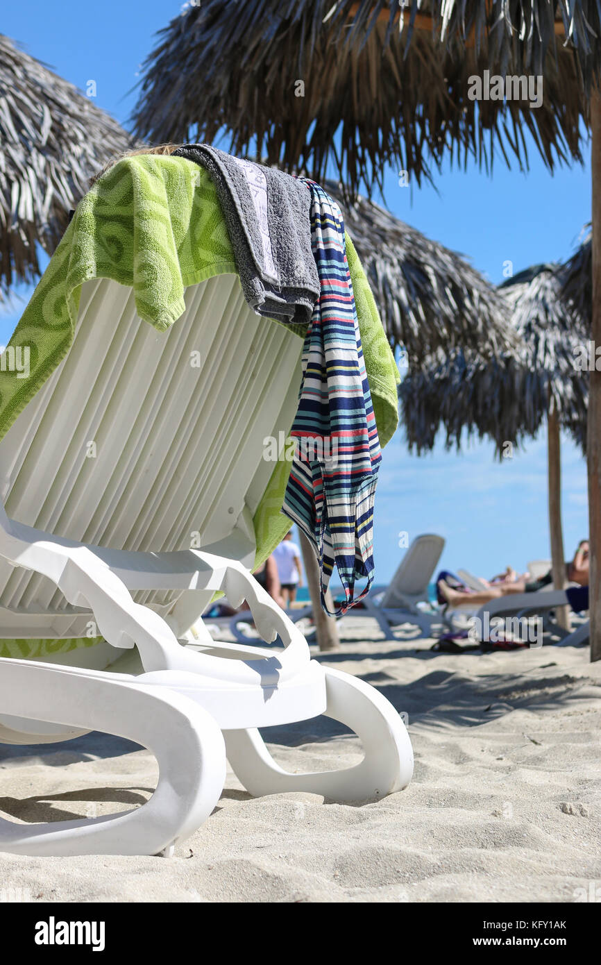Sunbed on the beach Stock Photo - Alamy