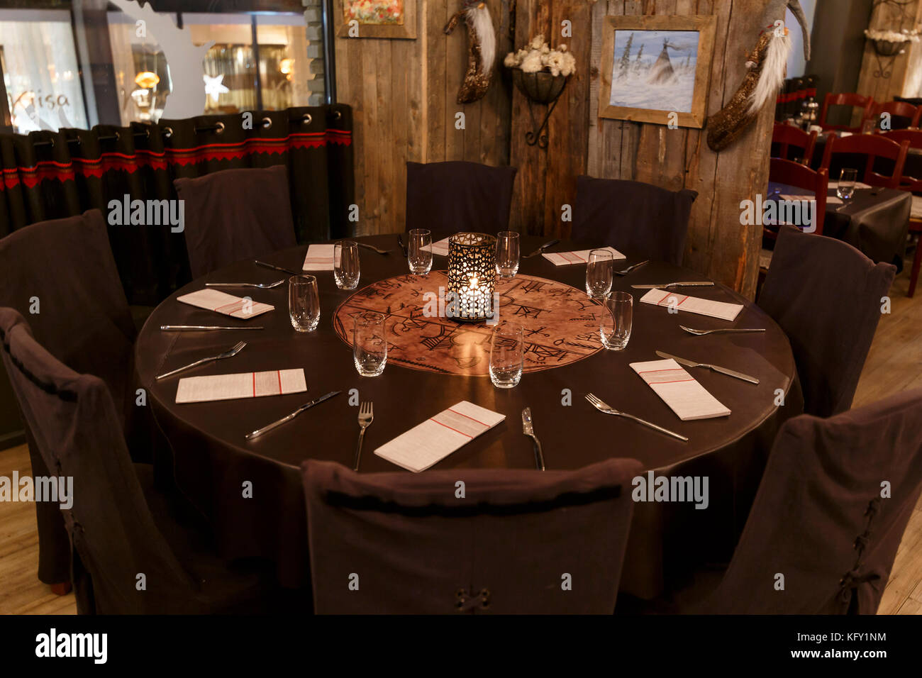 set the table in a hunting restaurant in Finland Stock Photo - Alamy