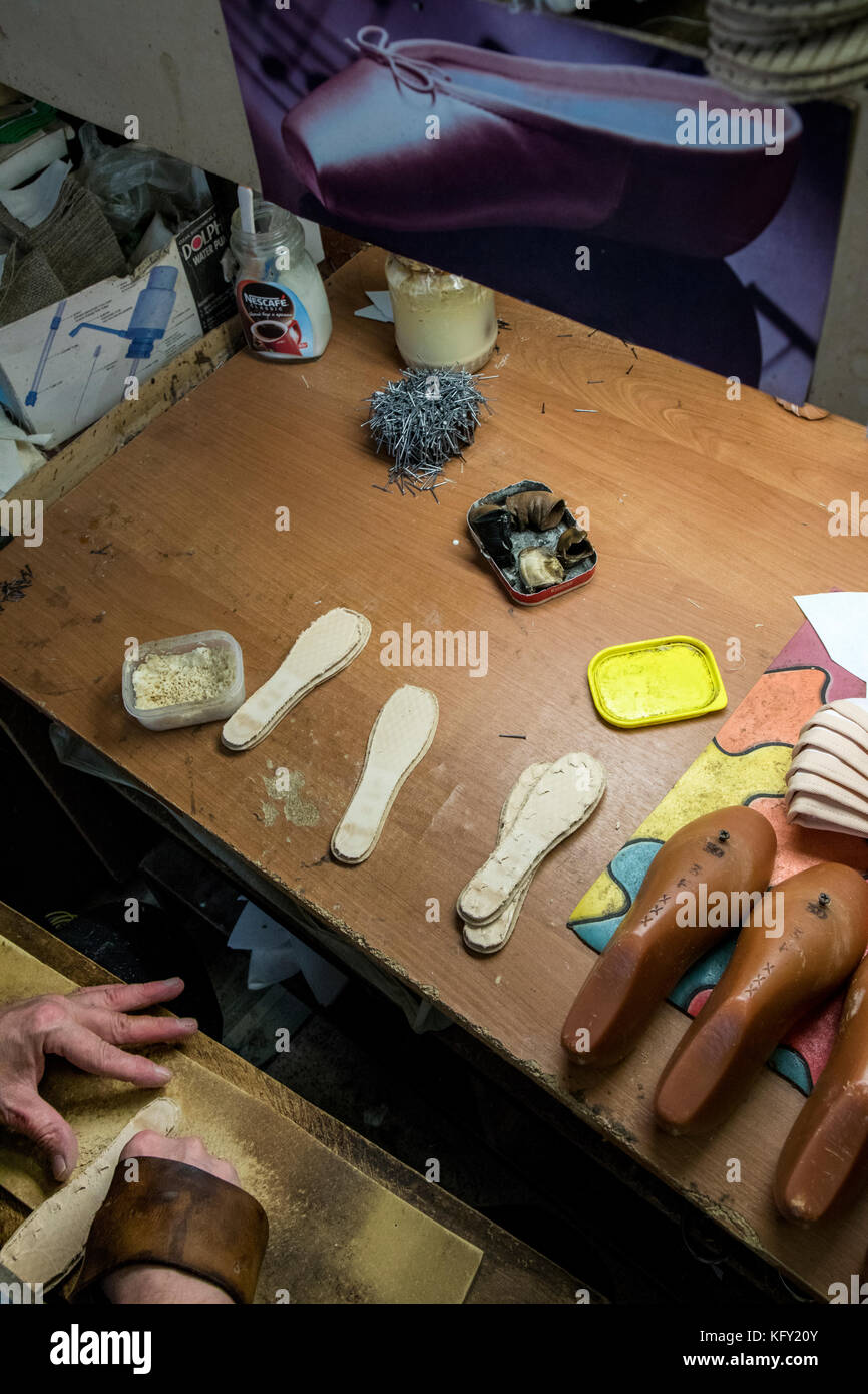 The master makes ballet pointes using traditional Russian technology at ...