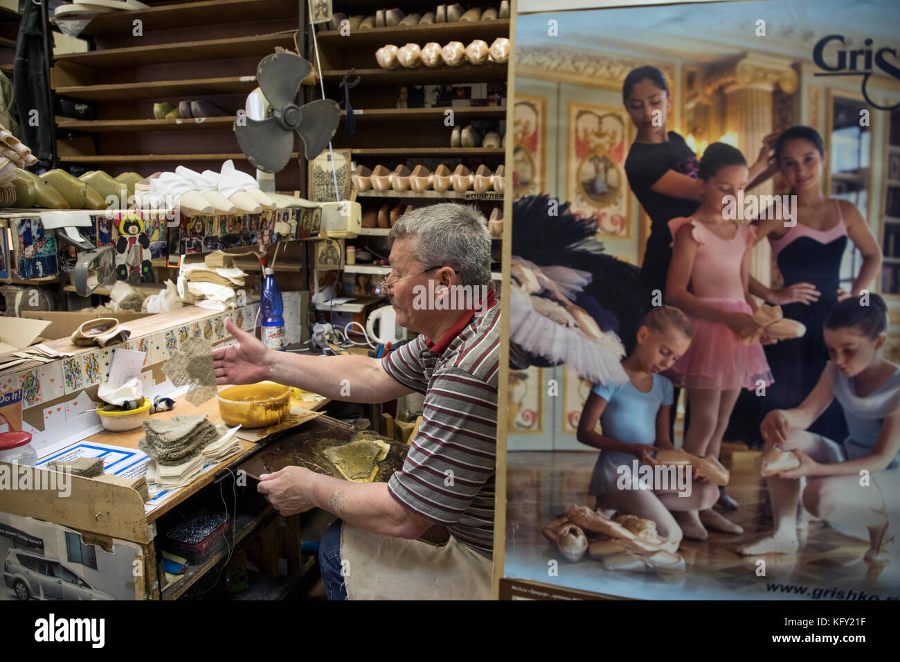 The master makes ballet pointes using traditional Russian technology at ...