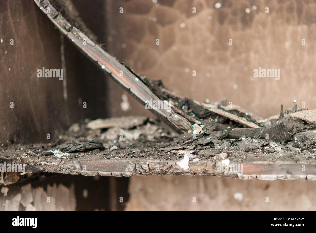 Burned house in abandoned hospital Stock Photo - Alamy